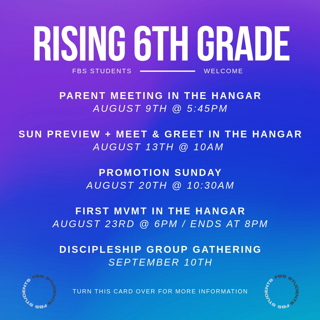 Rising 6th Grade - First Baptist Spartanburg